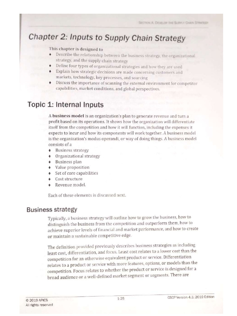 Apics - Input To Supply Chain Strategy | PDF
