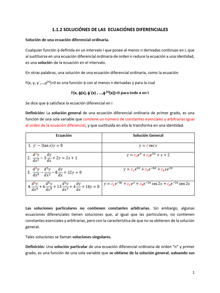 Soluciones De Ecuaciones Diferenciales Pdf Ecuaciones Ecuaciones Diferenciales