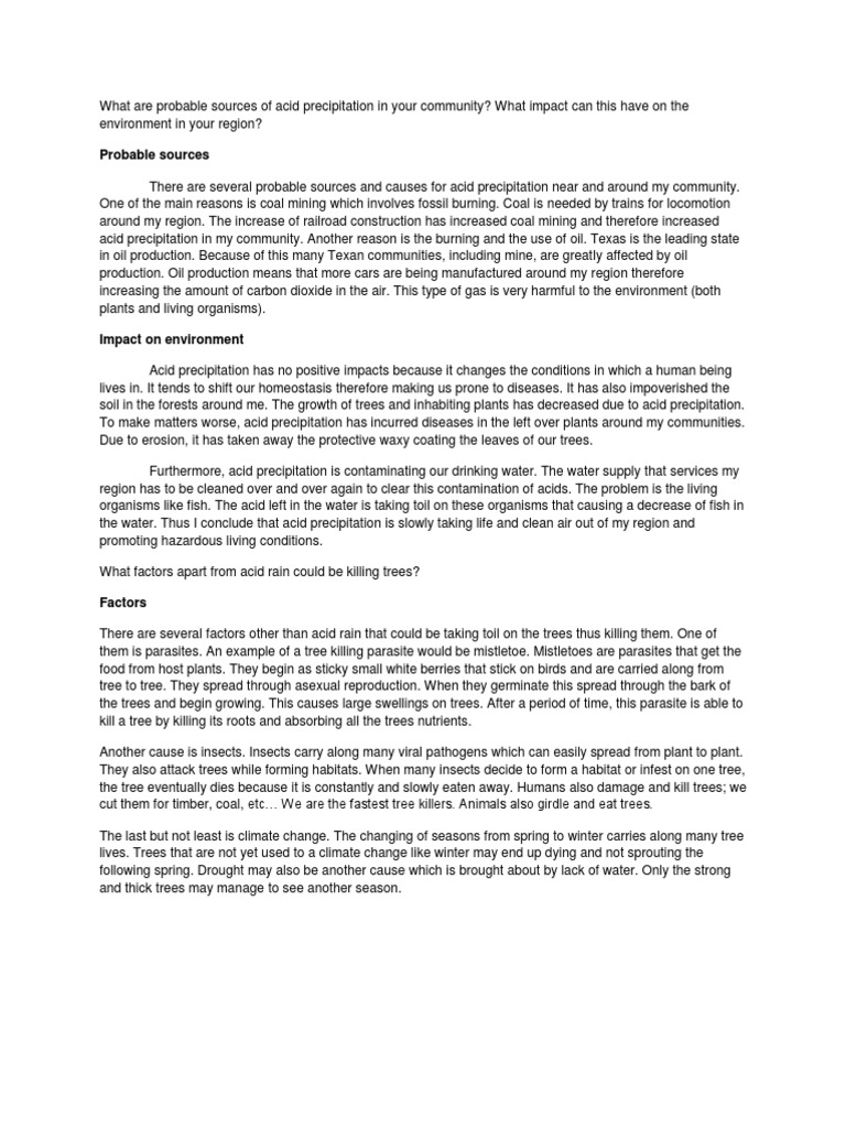 Acid Precipitation | PDF | Trees | Rain