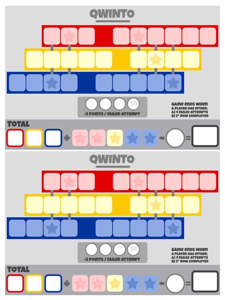 Qwinto Scoresheet Letter en Blue | PDF