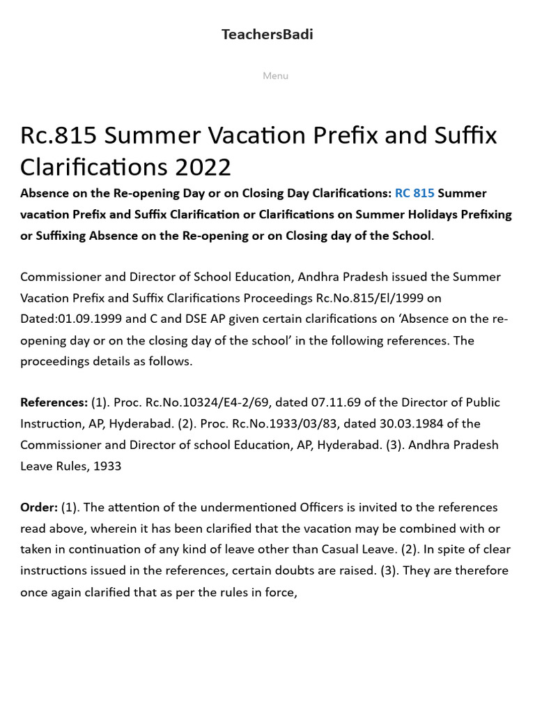 Summer Vacation Prefix and Suffix Clarifications | PDF