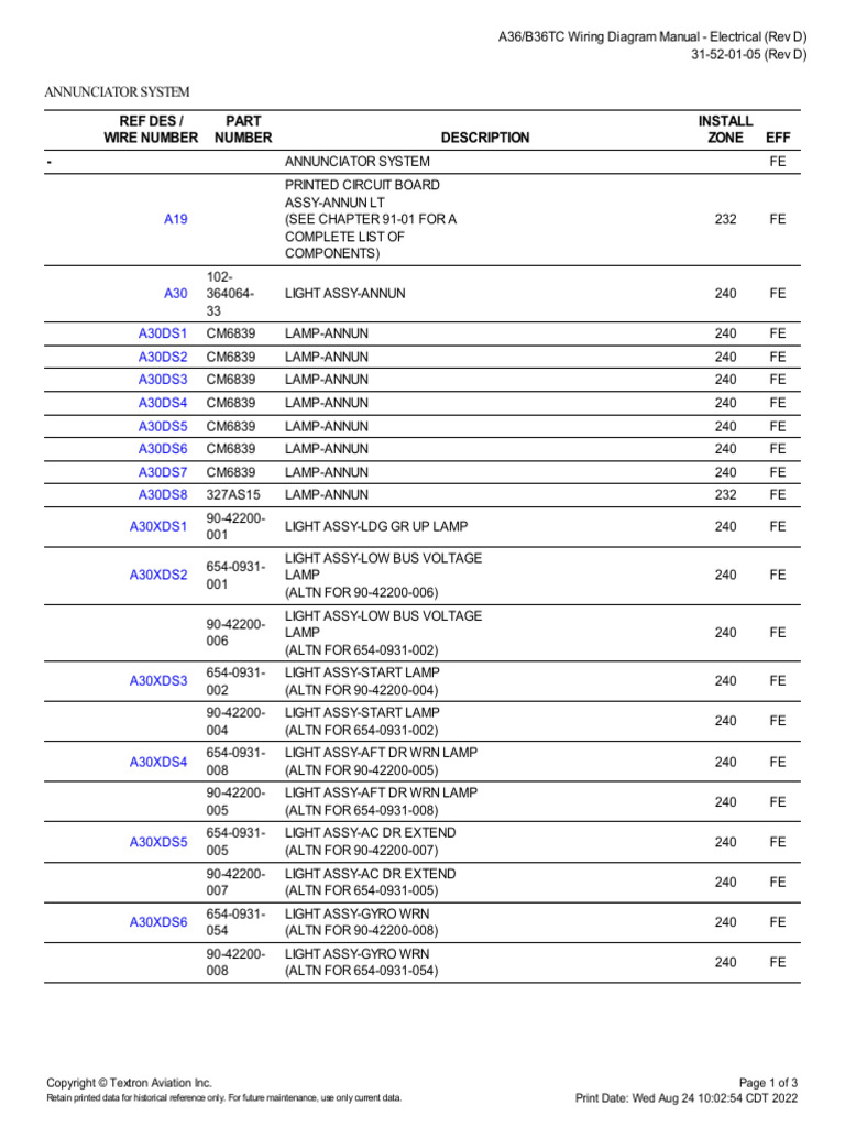 A36 Annunciator Light Diagram | PDF | Electrical Connector | Electrical ...