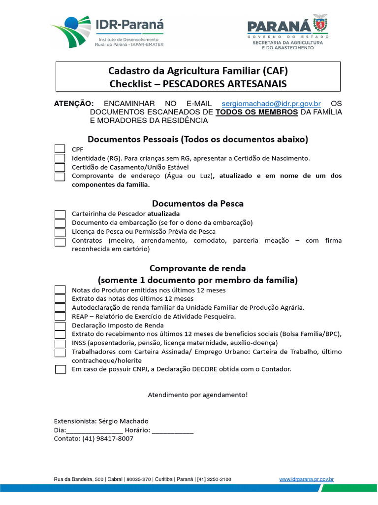 Documentos PESCADORES para CAF | PDF