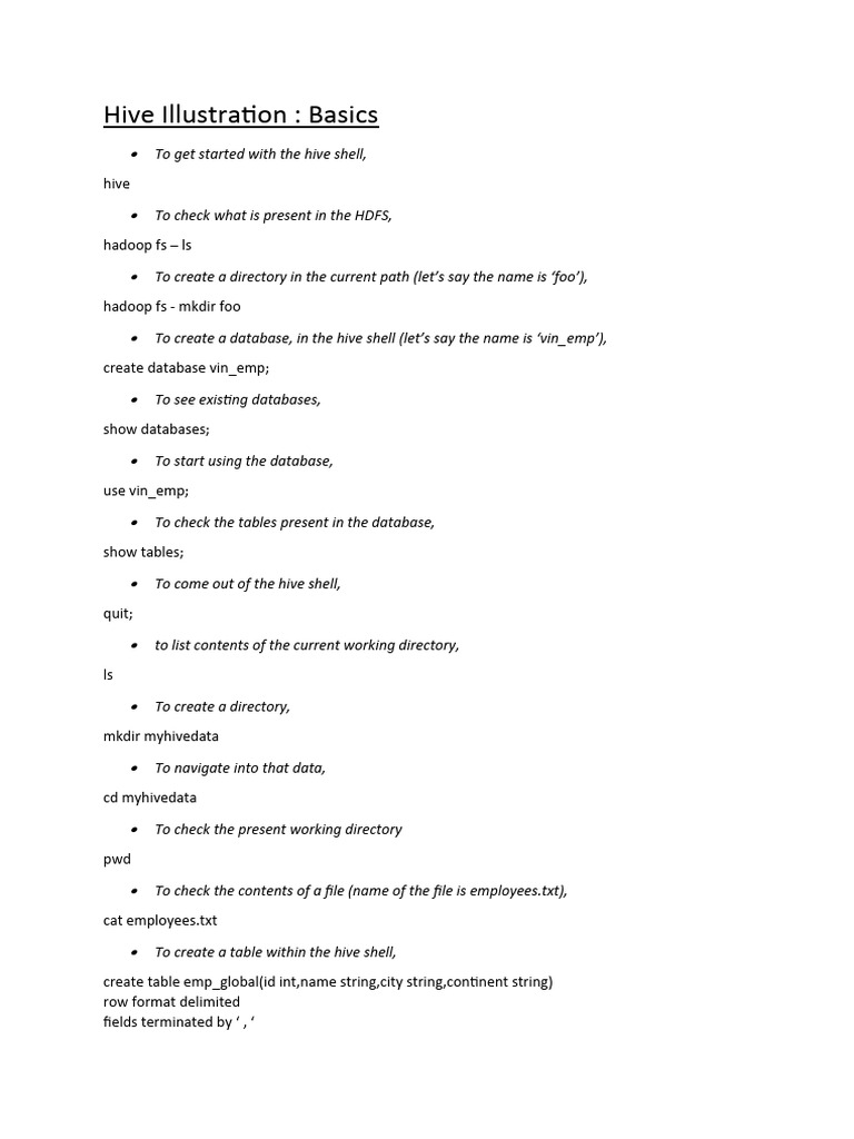 Hive Code | PDF | Table (Database) | Databases Hive Code | PDF | Table (Database) | Databases