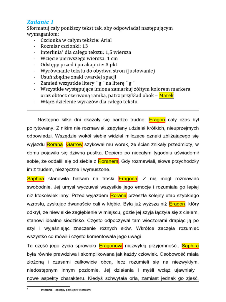 Word-Zadania 1 | PDF