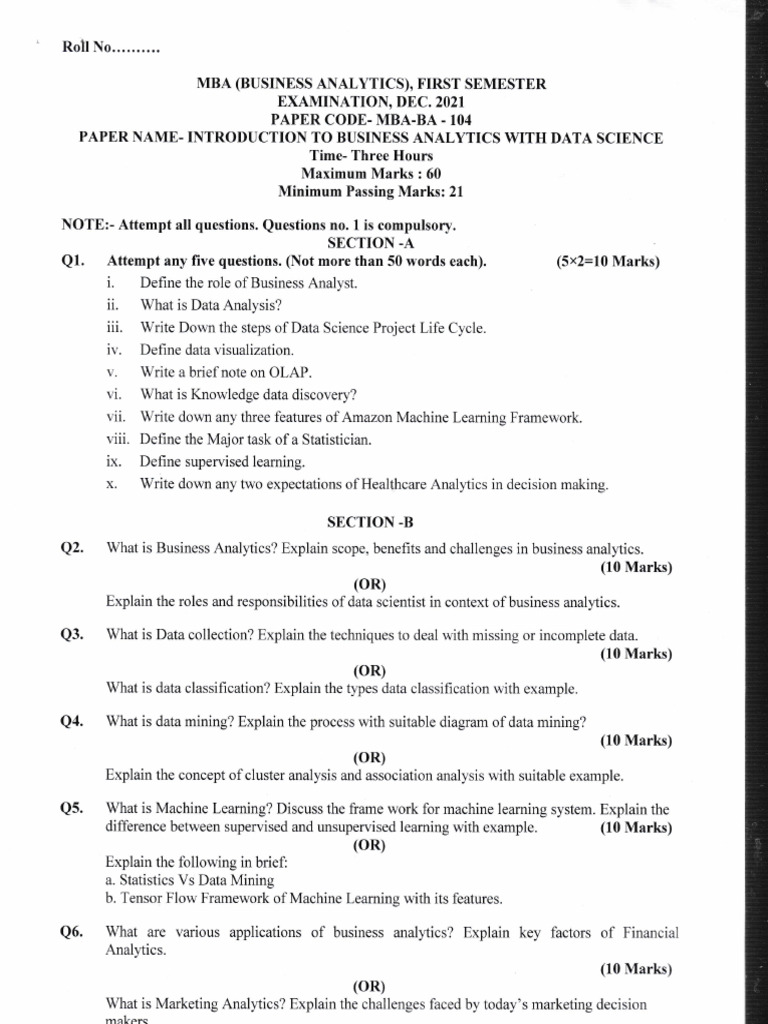 MBA (BA) I Introduction To Business Analytics With Data Science 2021 | PDF | Analytics | Machine ...