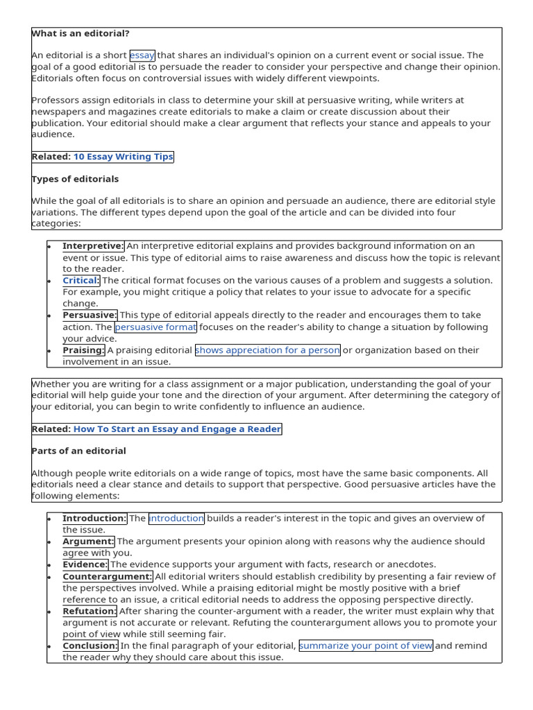 What is an editorial | PDF | Essays | Argument