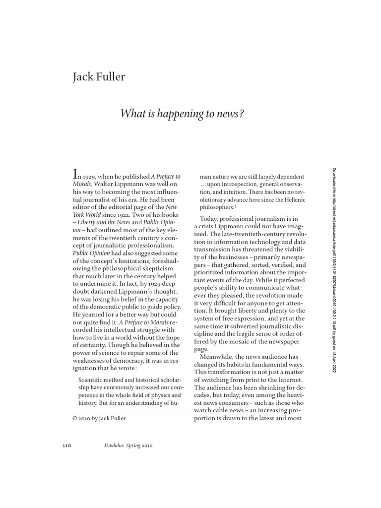 Jack Fuller | PDF | Journalism | News
