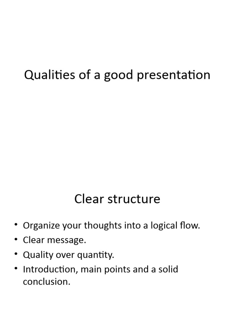 Qualities of A Good Presentation | PDF