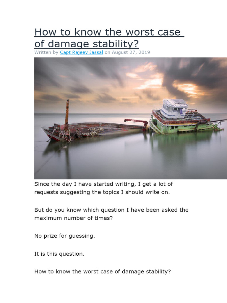 Worst Case of Damage Stability | PDF | Ships | Watercraft