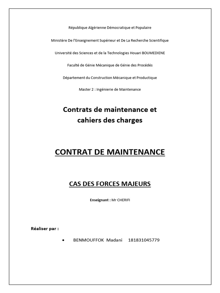 Contrat de Maintenance | PDF
