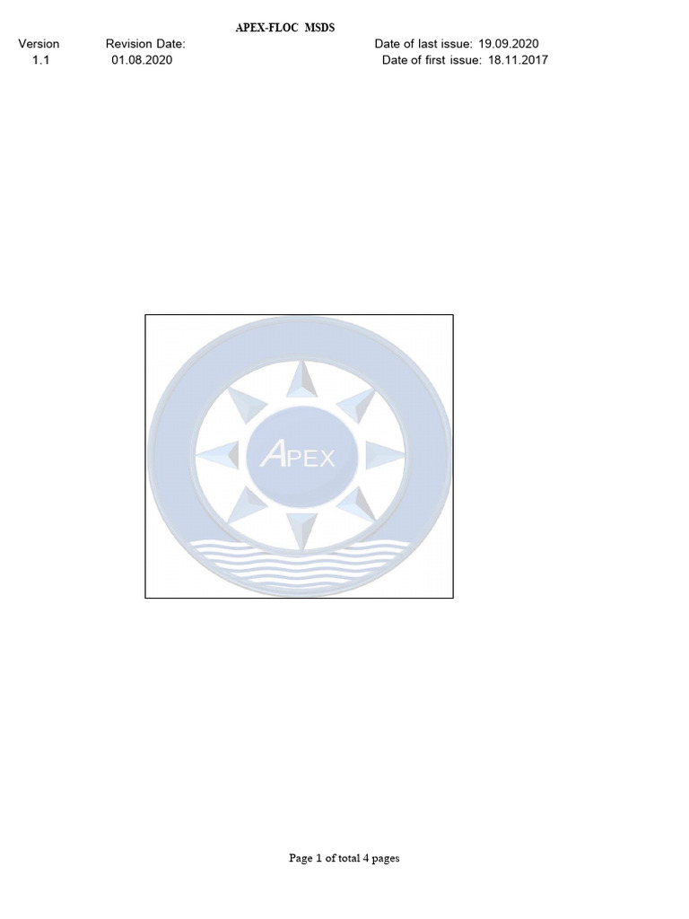 Apex-Floc MSDS | PDF | Personal Protective Equipment | Firefighting