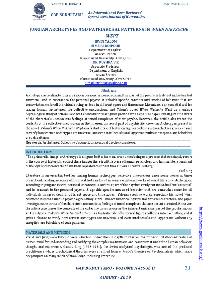 (21-25) Jungian Archetypes and Patriarchal Patterns in When Nietzsche ...