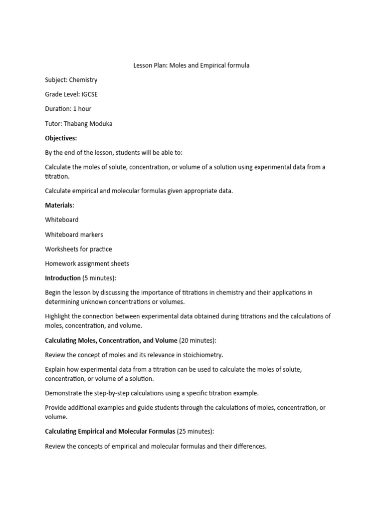 Chemistry IGCSE Empirical Formula | PDF