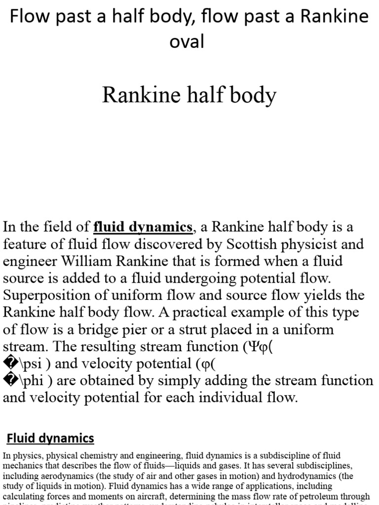 Flow Past A Half Body, Flow Past A Rankine Oval | PDF | Fluid Dynamics ...