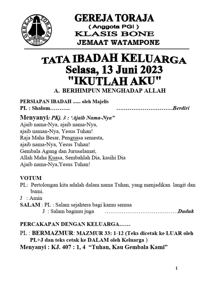 LITURGI KRT 13 Juni 2023 | PDF