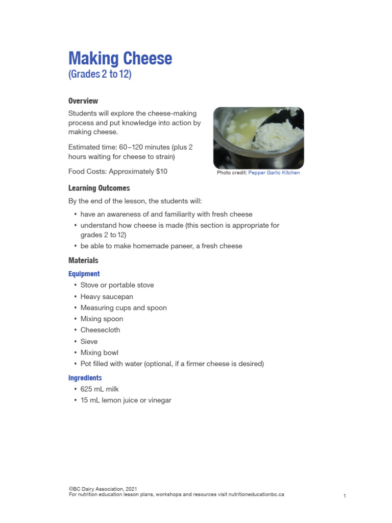 2021 08 18 Making Cheese | PDF