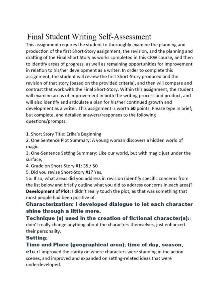 Final Student Writing Assessment CRW-1-1 | PDF | Cognitive Science ...