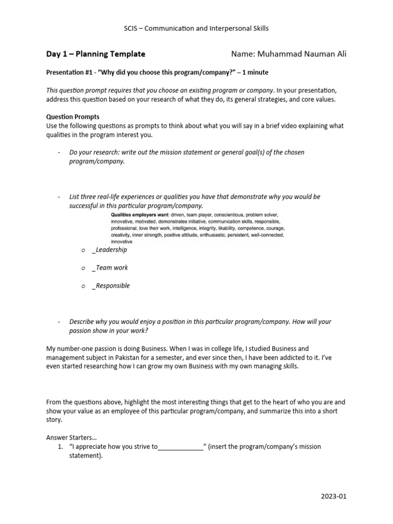 SCIS - Day 1 - Why Did You Choose This Program - Planning Template and ... SCIS - Day 1 - Why Did You Choose This Program - Planning Template and ...