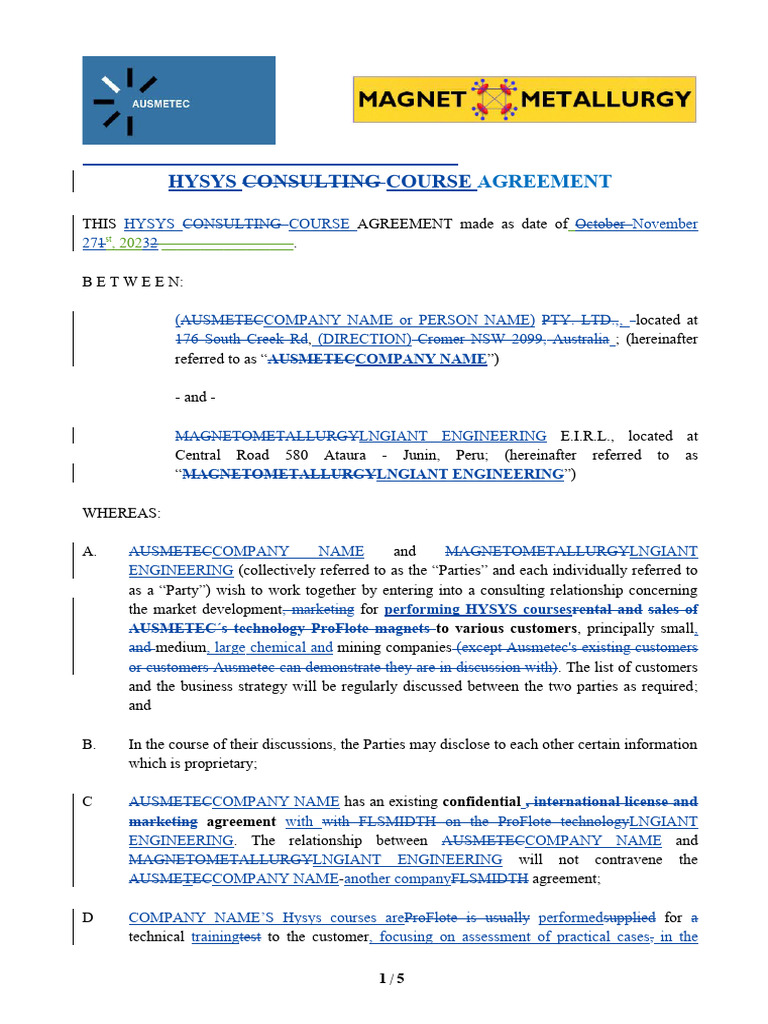 Course Agreement Ausmetec - LNGiant Engineering | Download Free PDF ...