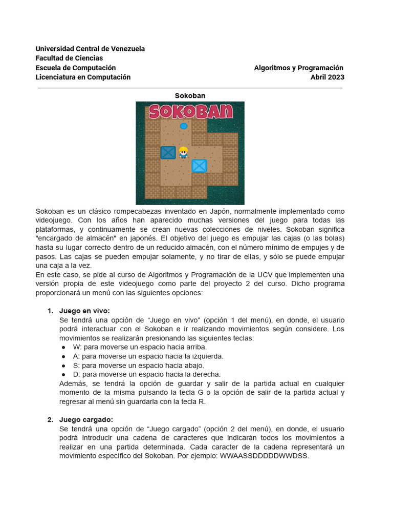 Proyecto #2 - Sokoban | PDF | Informática | Ingeniería de software