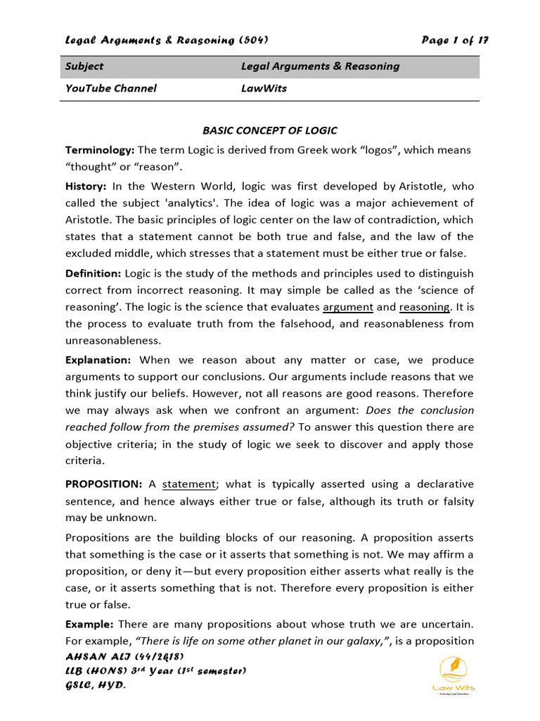 Legal Arguments and Logic Principles | PDF | Logic | Precedent