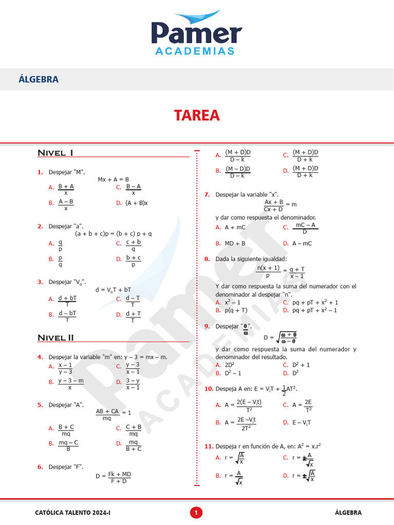 Tarea Ad1 Algebra | PDF | Ajedrez