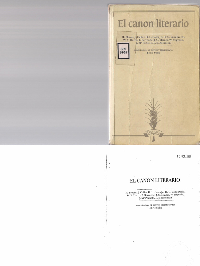 1-Sulla, Enric (Comp) - El Canon Literario (Gumbrecht, Kermode, Mignolo) | PDF