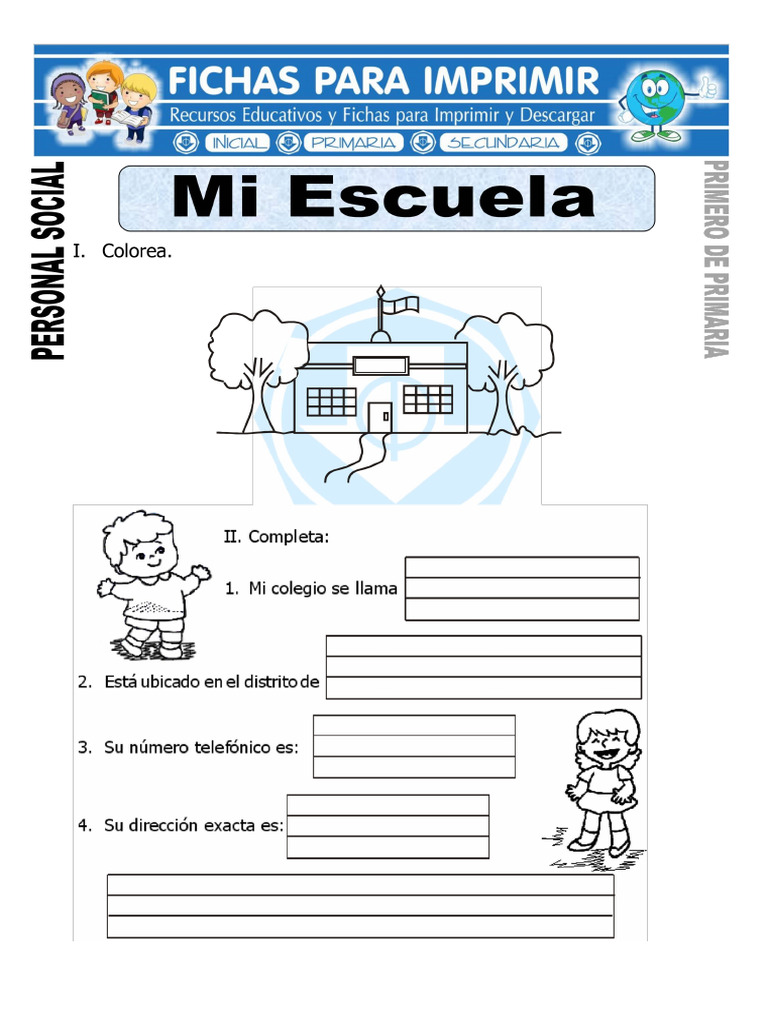 Ficha-de-Mi-Escuela-para-Primero-de-Primaria | PDF