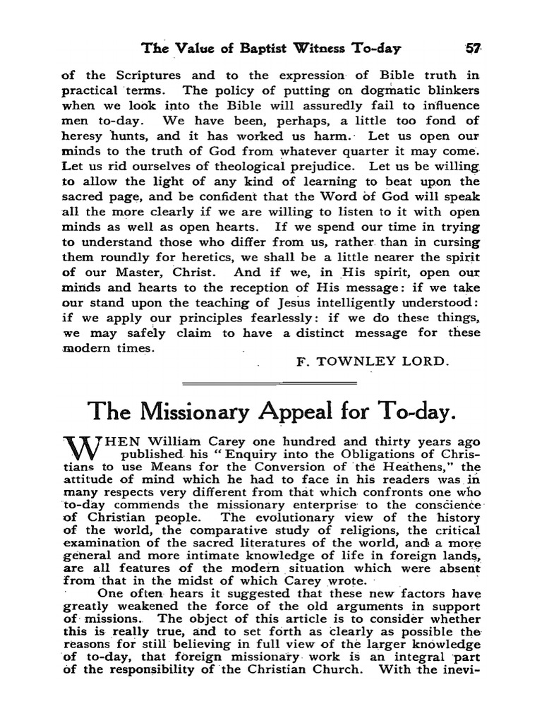 01-2 - 057 The Missionary Appeal For Today | PDF | Jesus | Paul The Apostle