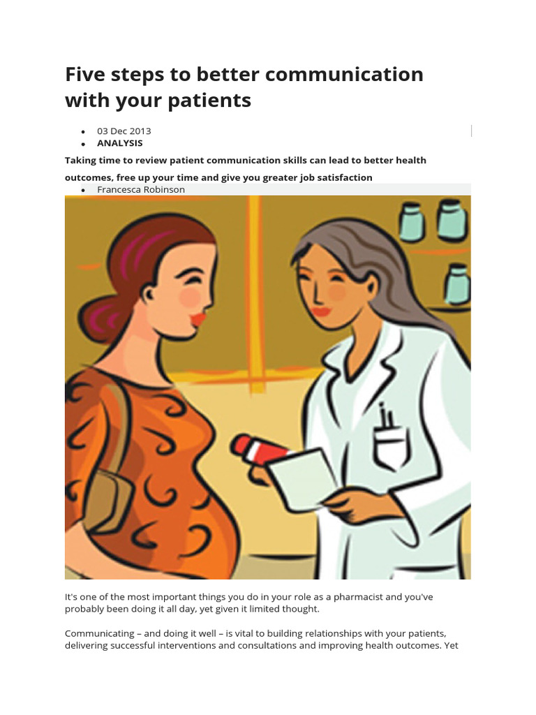 Five Steps To Better Communication With Your Patients | PDF | Pharmacy ...