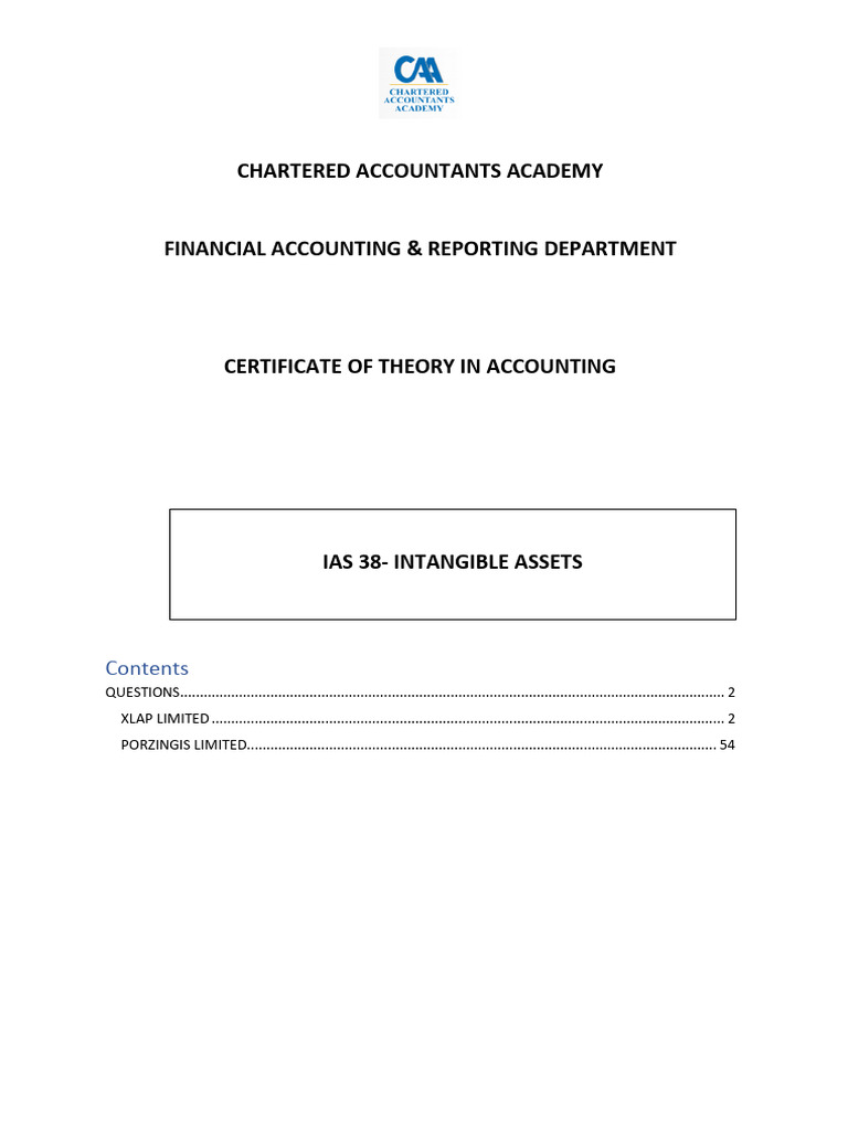 IAS 38 Intangible Assets Analysis | PDF | Intangible Asset | Goodwill ...