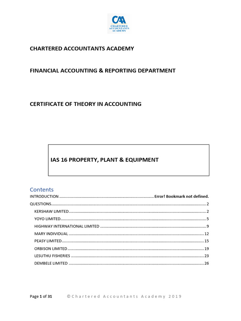 IAS 16 - PPE Question Bank | PDF | Depreciation | Cost