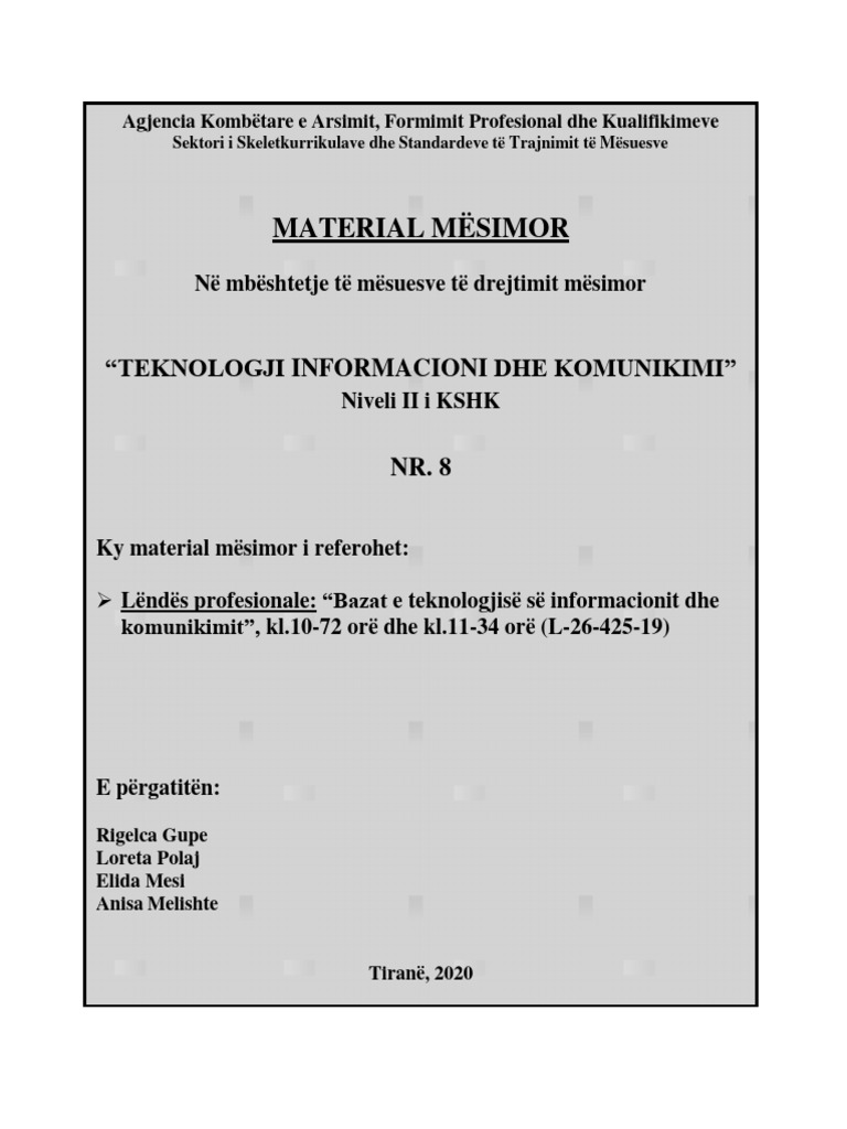 8 Bazat e TIK KL 11 TIK 2020 | PDF