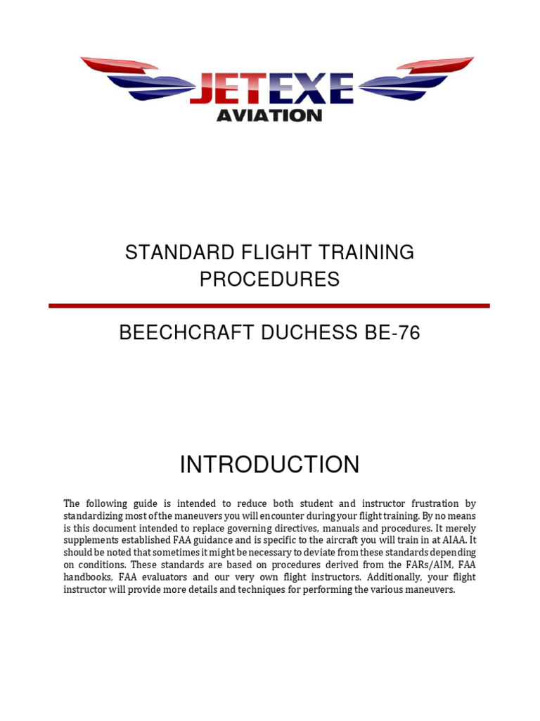 Beechcraft Duchess BE-76 Training Guide | PDF