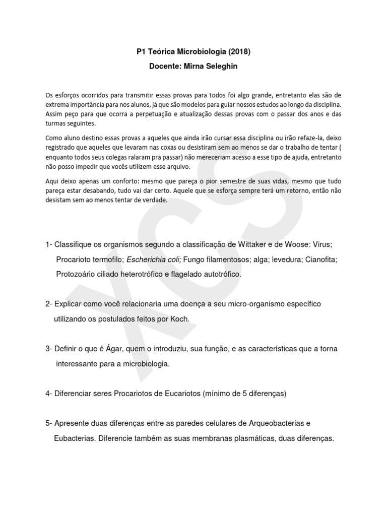 P1 e P2 Teoricas Microbio 2018 | PDF