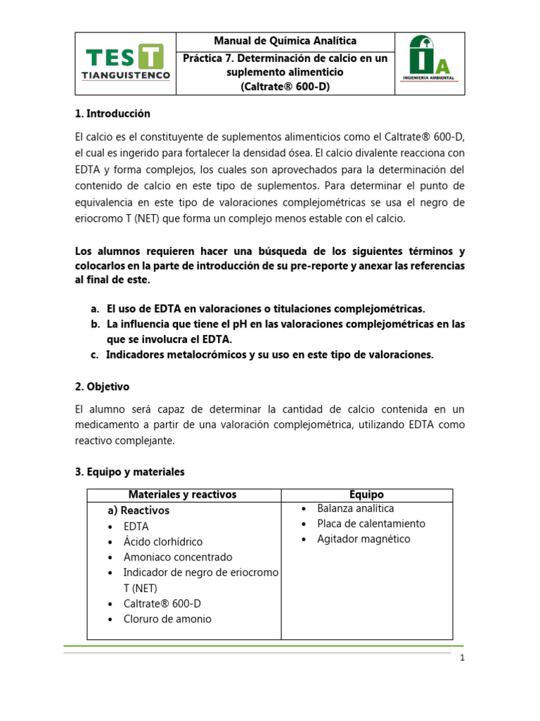 Práctica 7-QA | PDF | Ácido etilendiaminotetraacético | Ácido clorhídrico