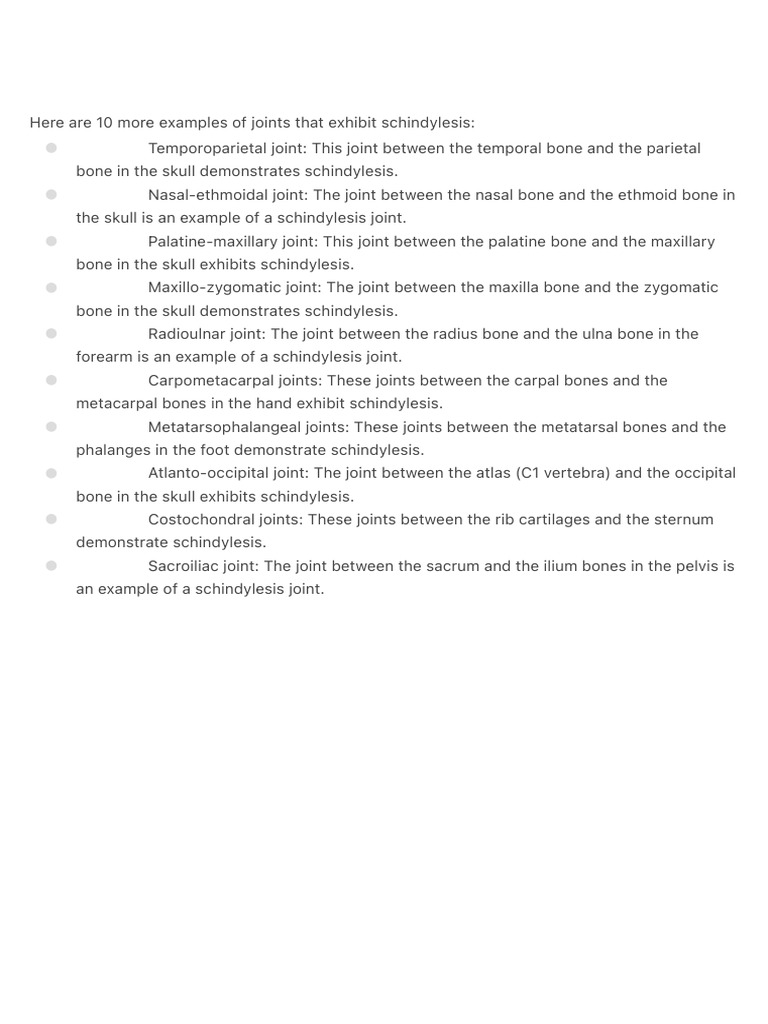 Examples of Joints That Exhibit Schindylesis | PDF | Foreign Language ...
