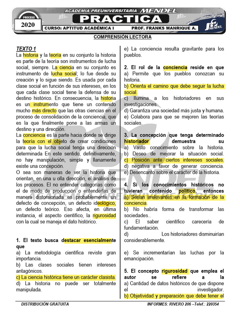 AAAA y RRVV 1 - COMPRENSIÓN LECTORA I-22913482219 | PDF | Núcleo ...