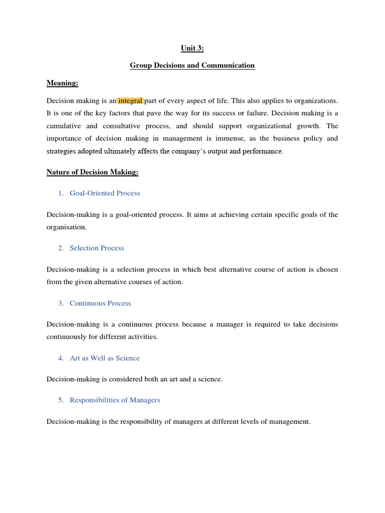 MBP Unit 3 - 221008 - 105727 | PDF | Communication | Decision Making