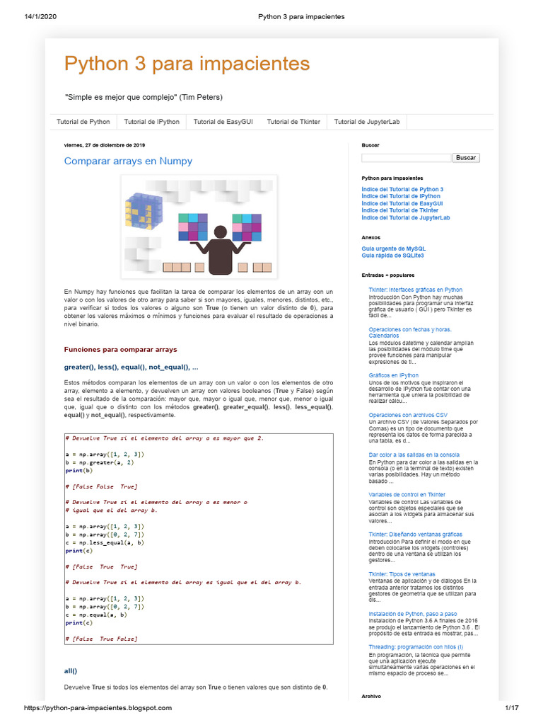 Python 3 Numpy Pdf Python Lenguaje De Programación Programación De Computadoras