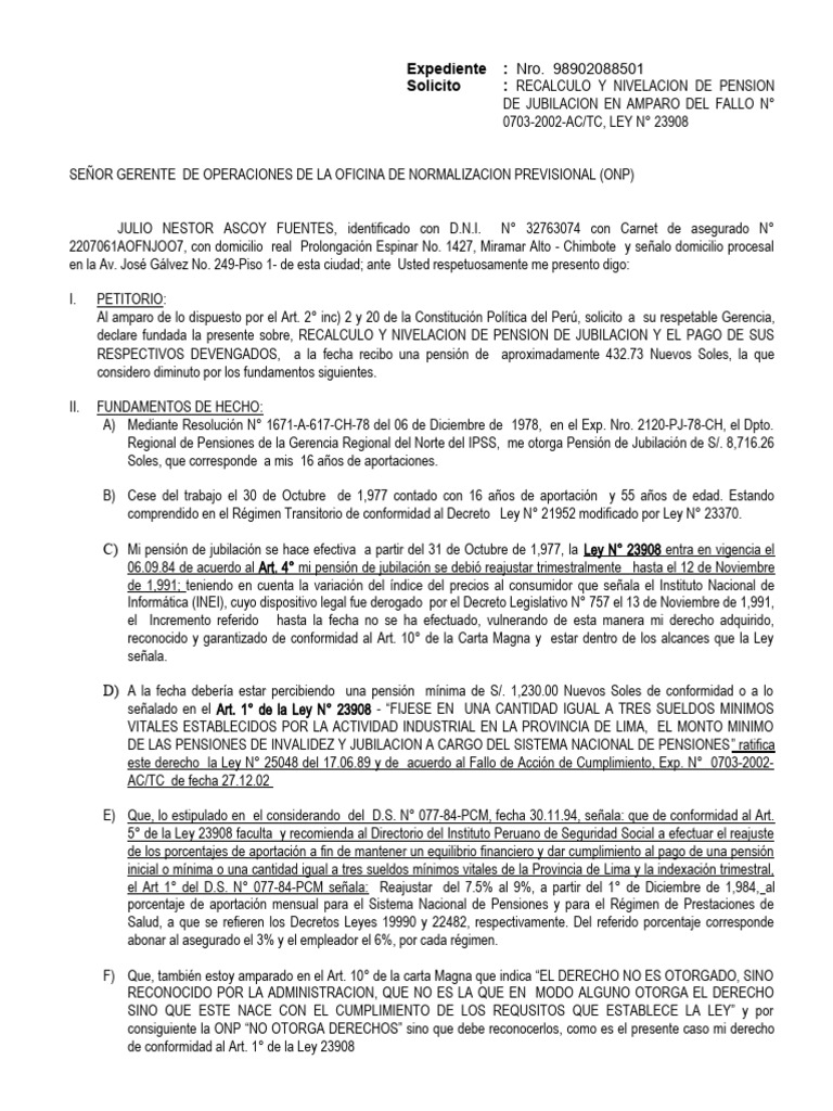 RECALCULO Y NOVELACION | PDF | Jubilación | Pensión