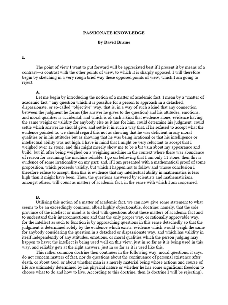 Passionate Knowledge | PDF | Knowledge | Reason