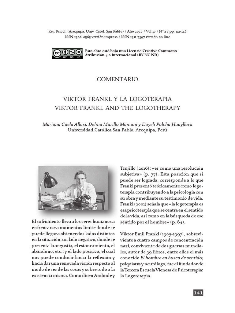 Comentario Viktor Frankl Y La Logoterapia Viktor Frankl and The ...