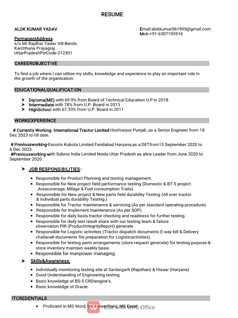Resume_Alok kumar 2024 | PDF