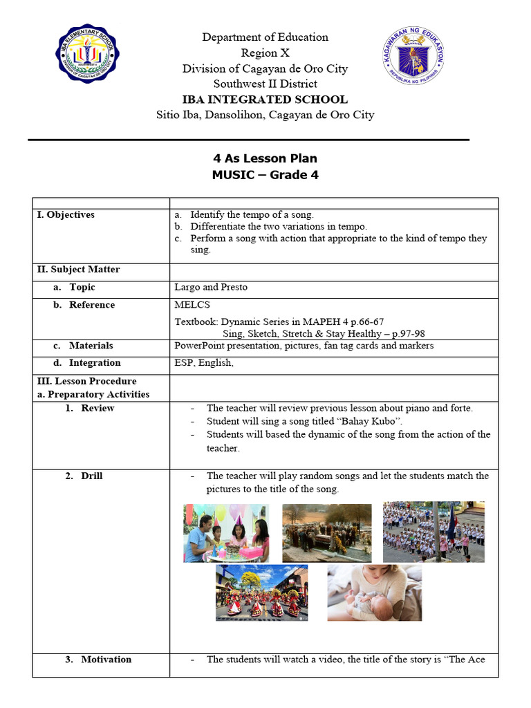 Lesson-Plan-Music-4 (1) | PDF | Performing Arts