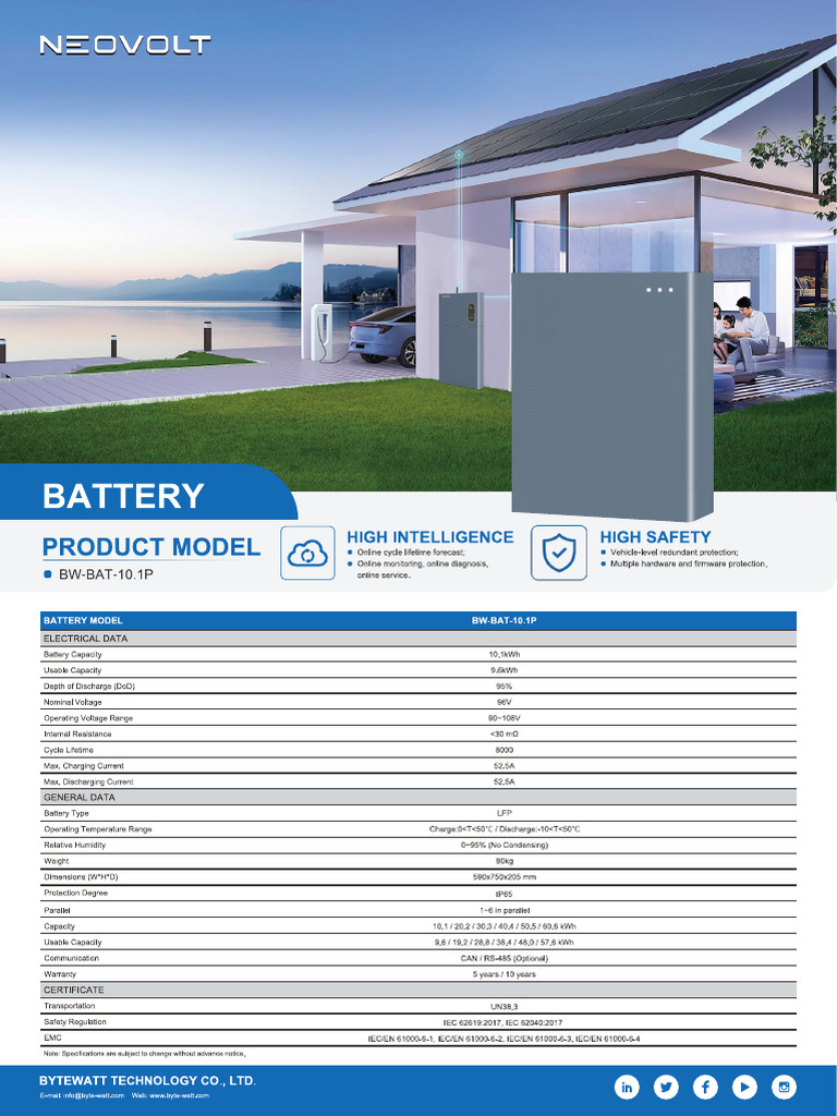 Neovolt BW-BAT-10.1P BATTERY DATASHEET | PDF