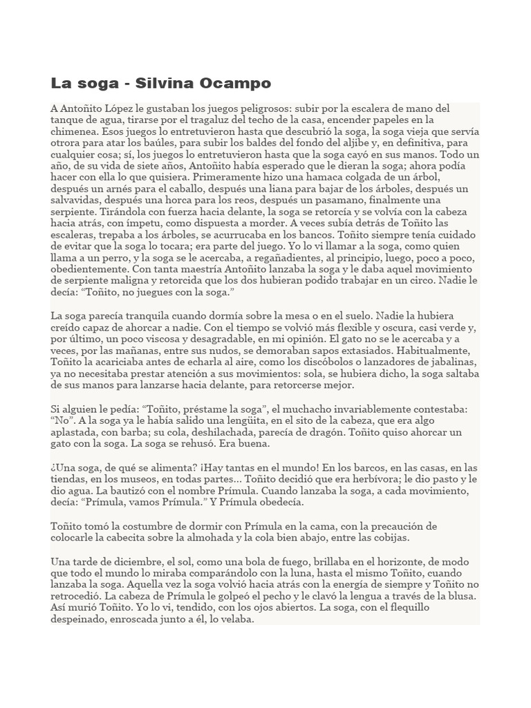 La Soga Silvina Ocampo | PDF