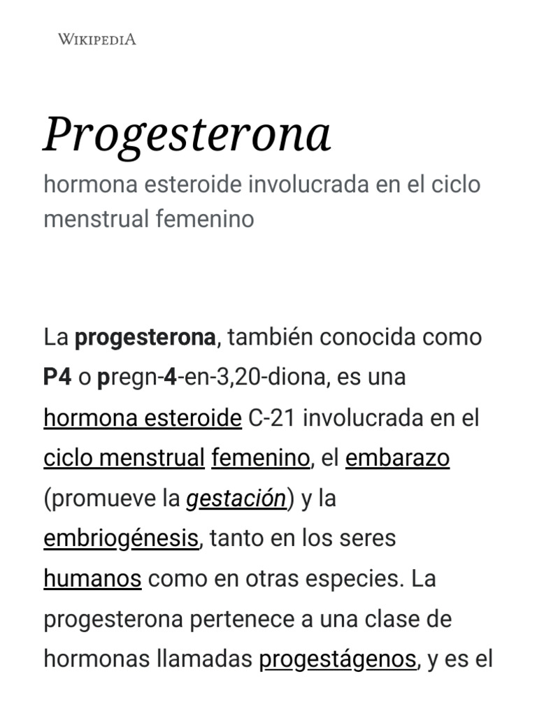 Progesterona - Wikipedia, La Enciclopedia Libre | PDF | Progesterona ...