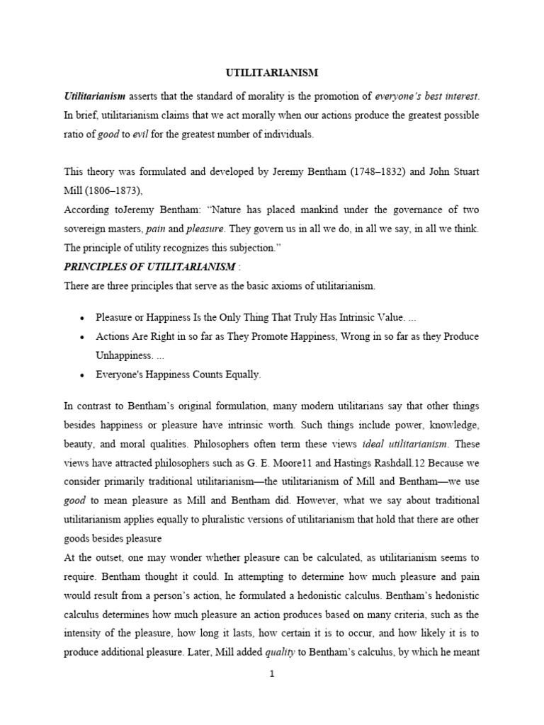 10 Utilitarianism | PDF | Utilitarianism | Pleasure